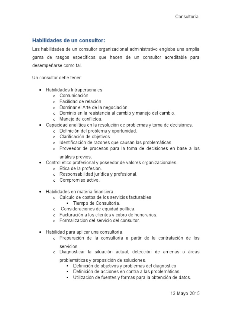 Habilidades de Un Consultor | PDF