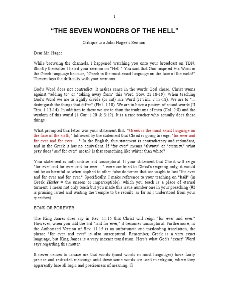 The Seven Wonders of The Hell | PDF | Hell | Last Judgment