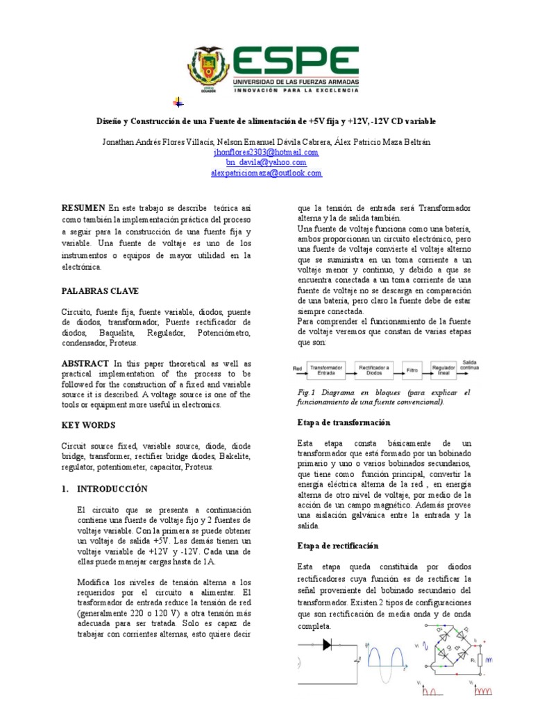 Fuente Variable y Fija | PDF | Transformador | Rectificador
