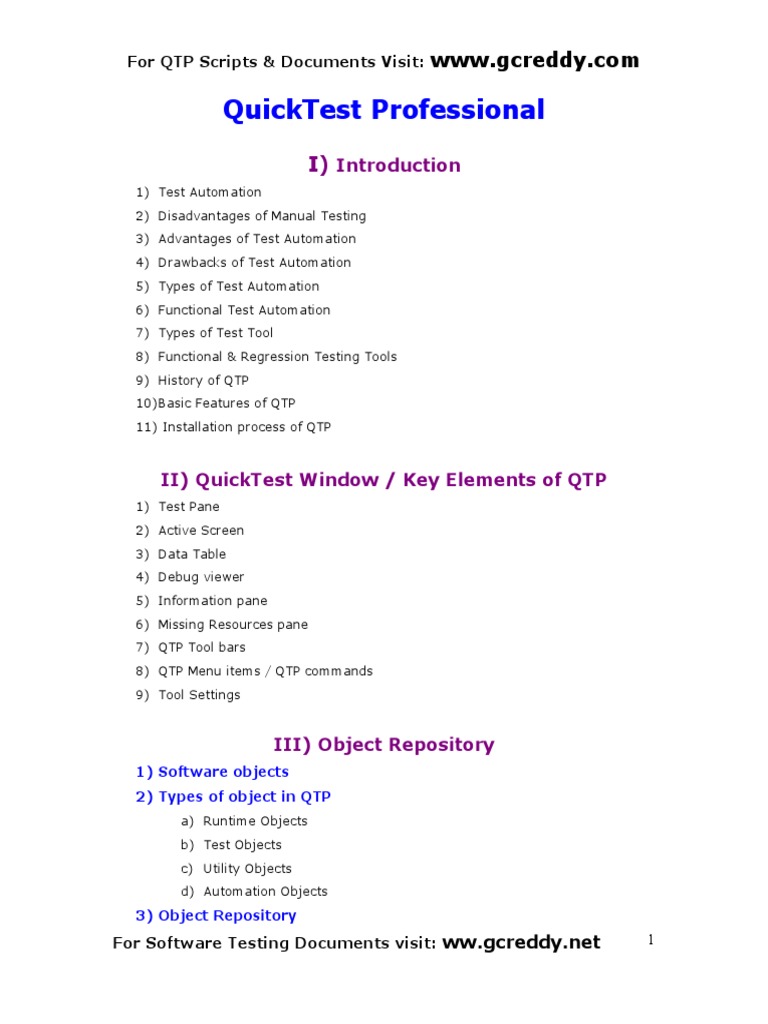 Quicktest Professional For Qtp Scripts And Documents Visit Pdf C Programming Language