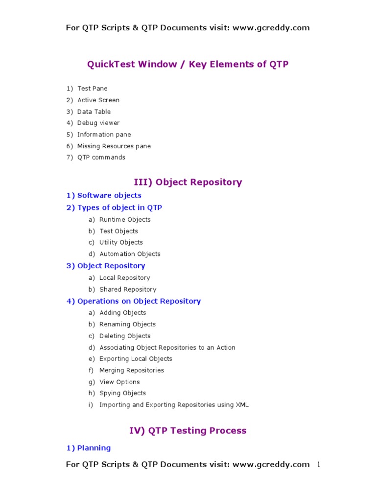 Quicktest Window Key Elements Of Qtp Pdf C Programming Language Variable Computer