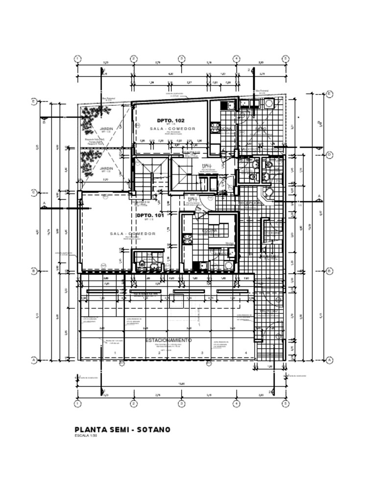Plano de Edificio Multifamiliar con Semisótano | PDF | Métodos y ...
