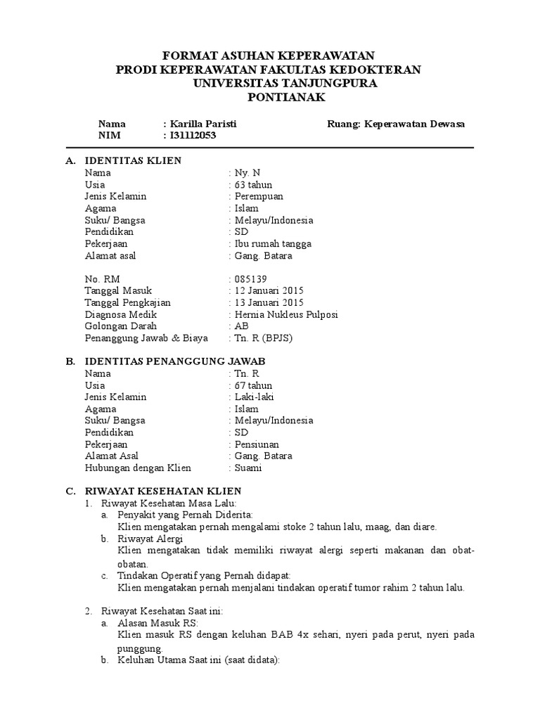 Format Pengkajian Keperawatan Medikal Bedah | PDF