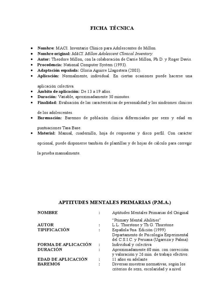 Ficha Maci | PDF | Conceptos psicologicos | Ciencias del comportamiento