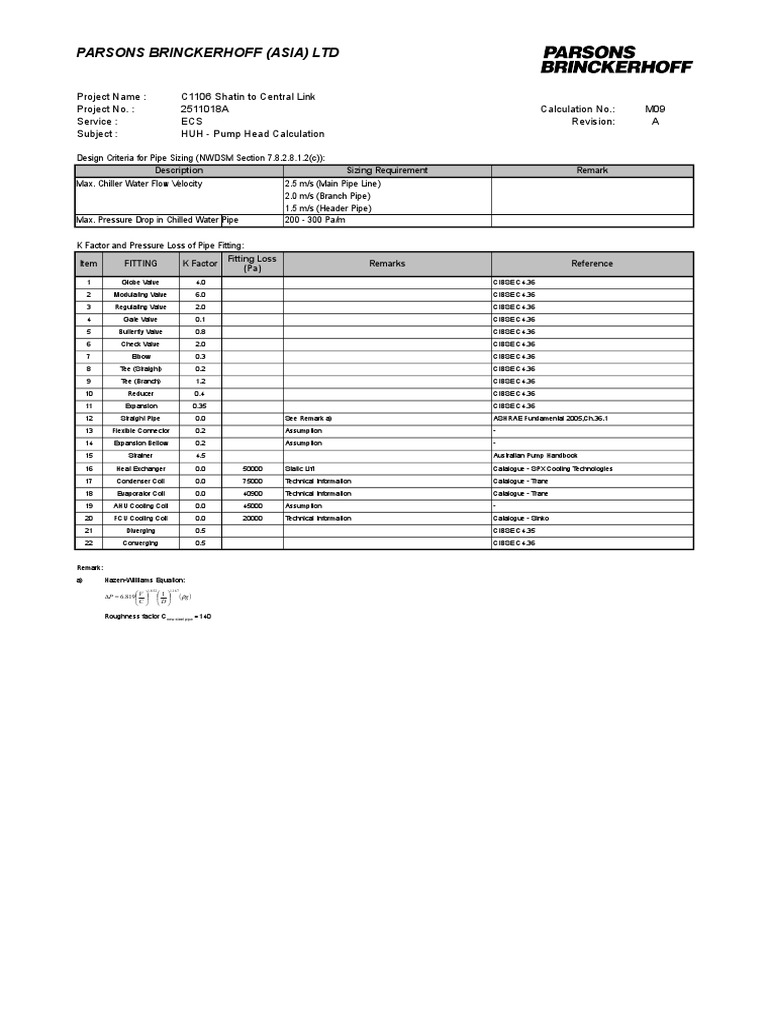 Pump Head Calculation | PDF | Pipe (Fluid Conveyance) | Heating ...