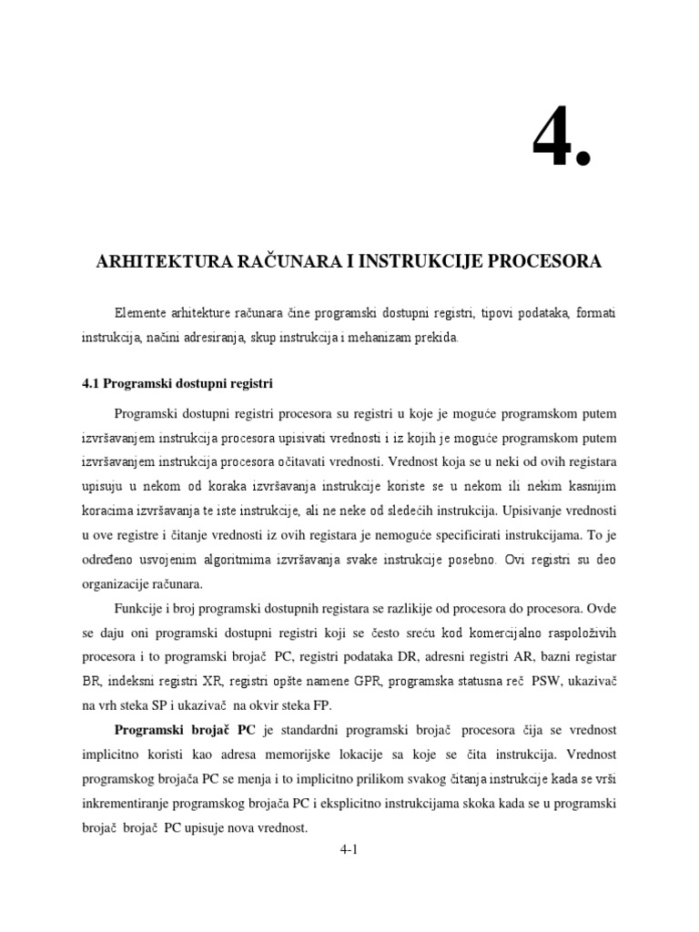 4 - Arhitektura Racunara I Instrukcije Procesora | PDF