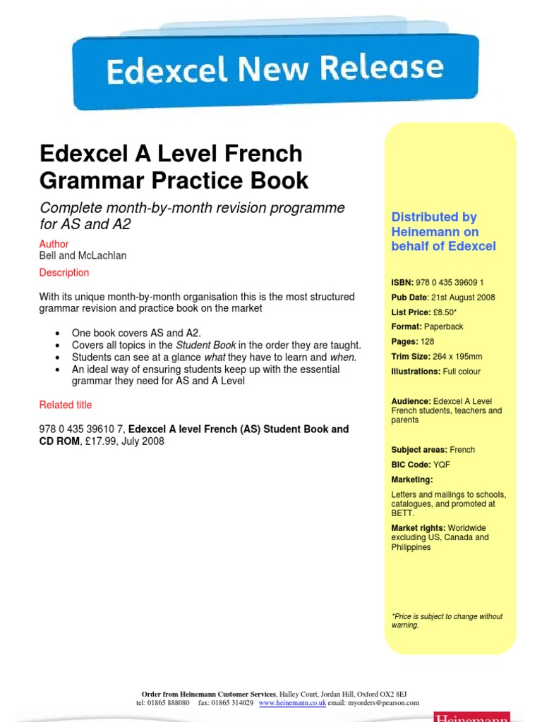 Edexcel A Level French Grammar Practice Book | PDF | Books | Communication