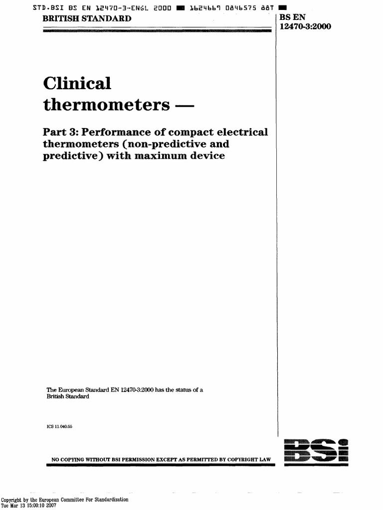 BS en 12470-3 PDF | PDF | Thermometer | Temperature
