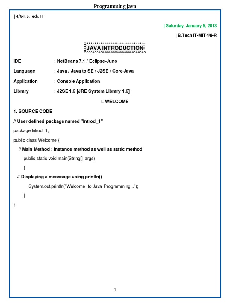 Java Introd Method Computer Programming Constructor Object