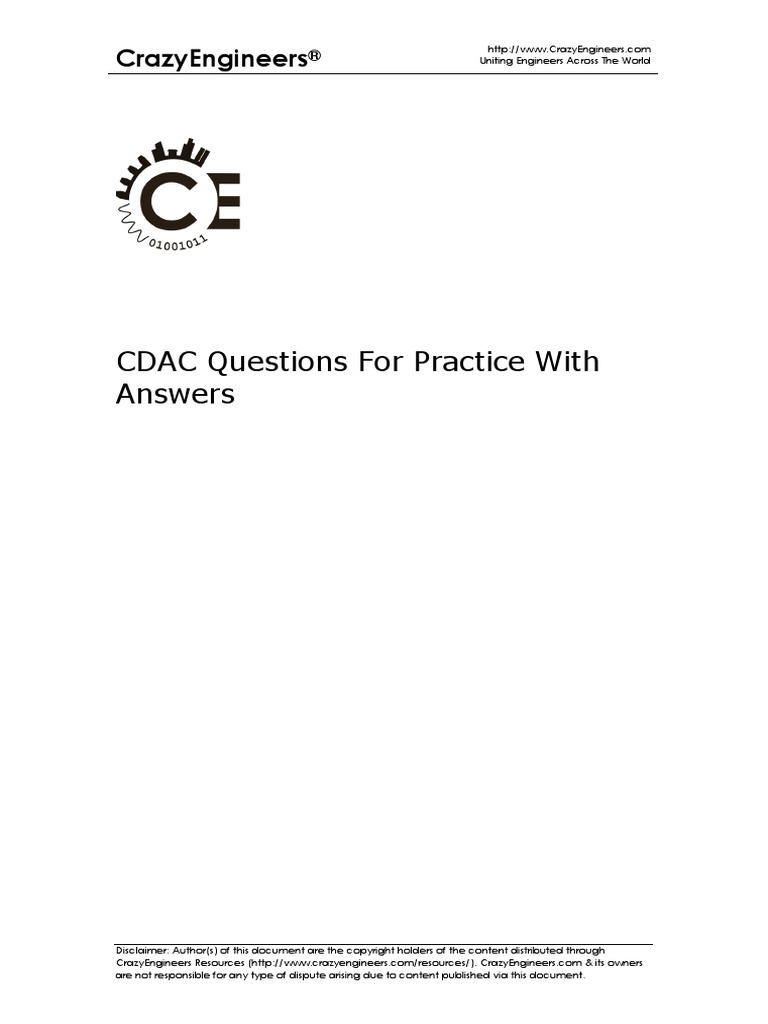 CDAC Sample Questions Answers | PDF | Class (Computer Programming ...