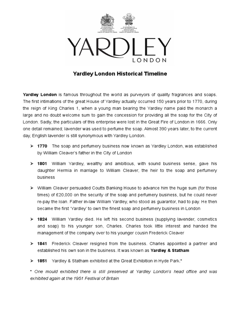 Yardley London: A Historical Overview | PDF | Perfume | Toiletry