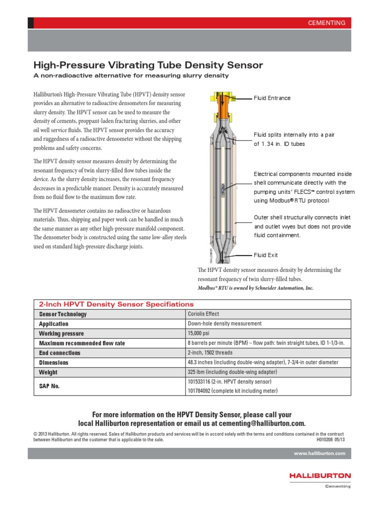 High-Pressure Vibrating Tube Density Sensor - H010208 | PDF