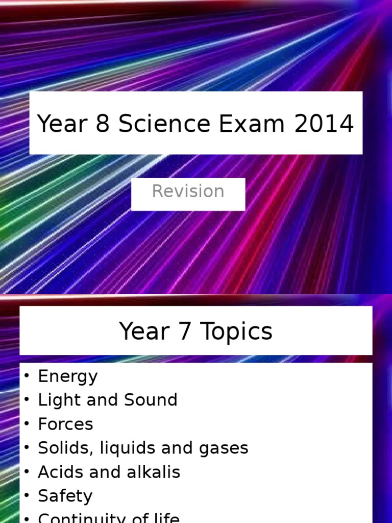 Year 8 Science Exam Revision Guide | PDF | Mass | Sound