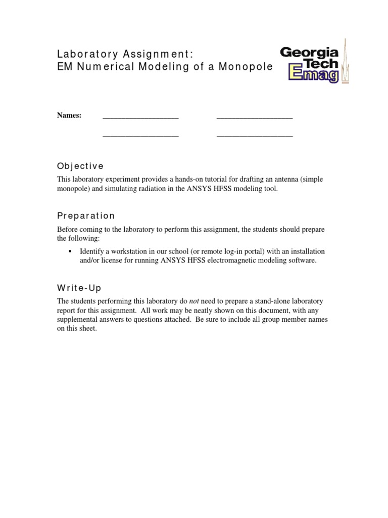 Lab HFSS Monopole | PDF | Antenna (Radio) | Telecommunications