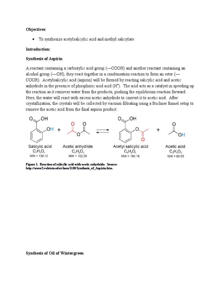Synthesis of Aspirin and Oil of Wintergreen | PDF | Aspirin | Ester