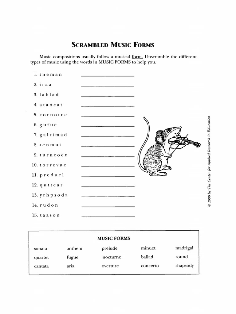 Scrambled Music Forms | PDF | Language Arts & Discipline | Art