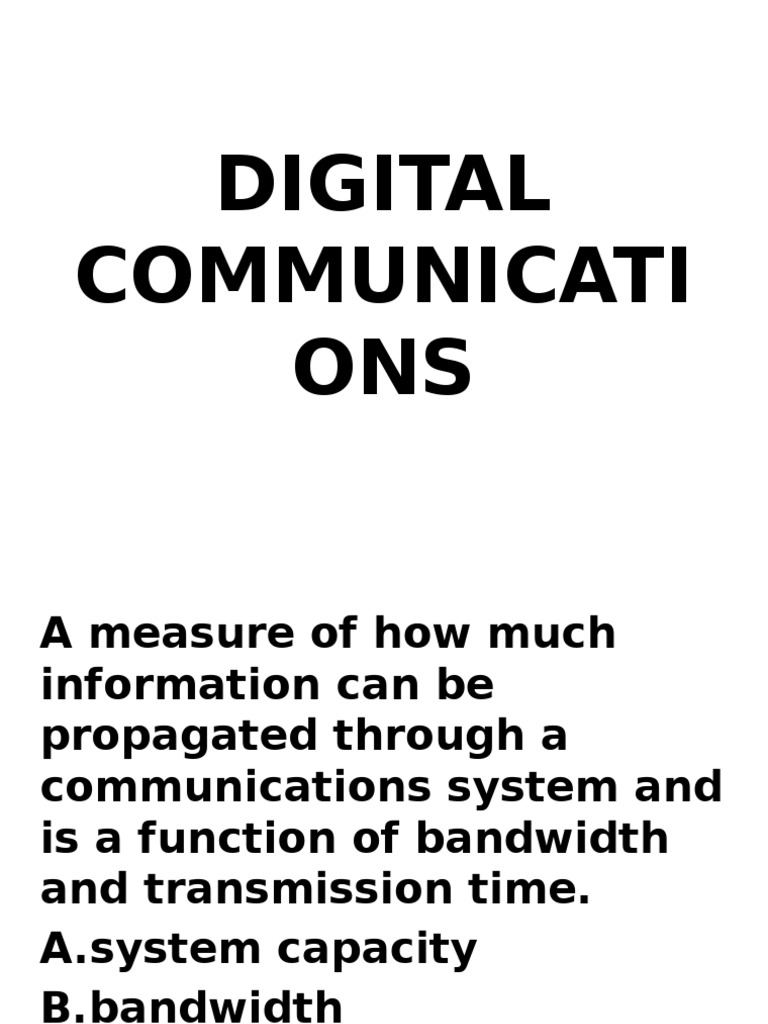 Digital Comm Multiple Choice | PDF | Bit Rate | Modulation