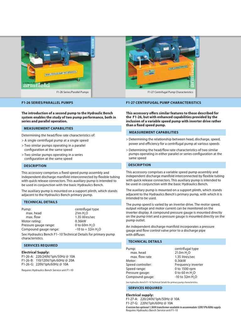 F1-26 Series Parallel Pumps | PDF | Mains Electricity | Pump