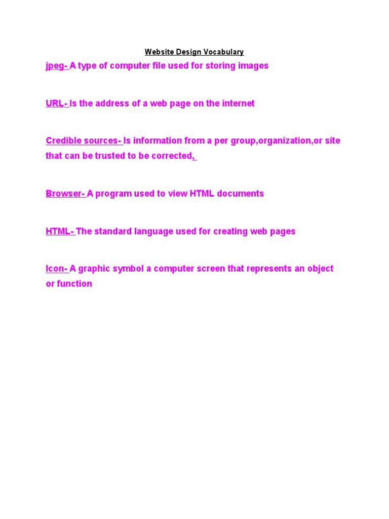 Essential Website Design Terms Explained | PDF