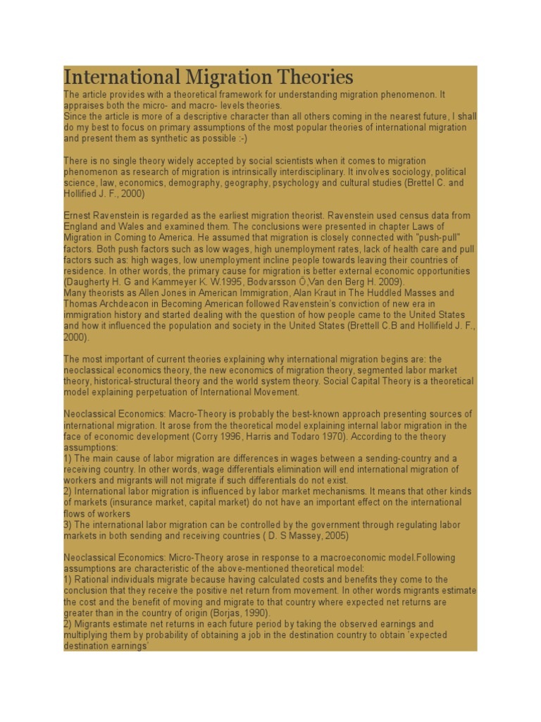 International Migration Theories | PDF | Human Migration | Labour Economics