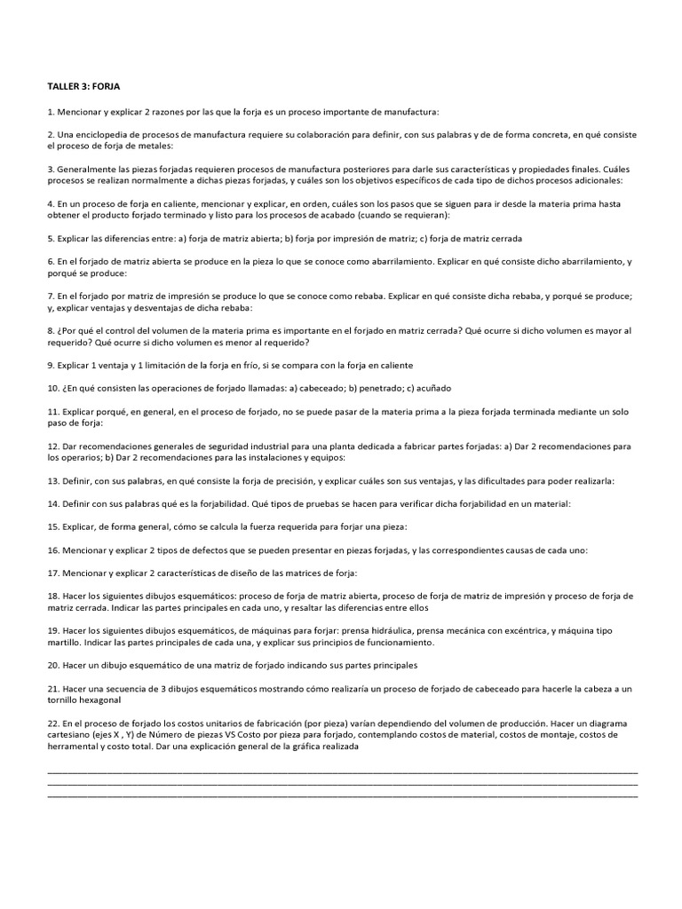 Definición y Proceso de Forja | PDF | Forjar | Matriz (Matemáticas)