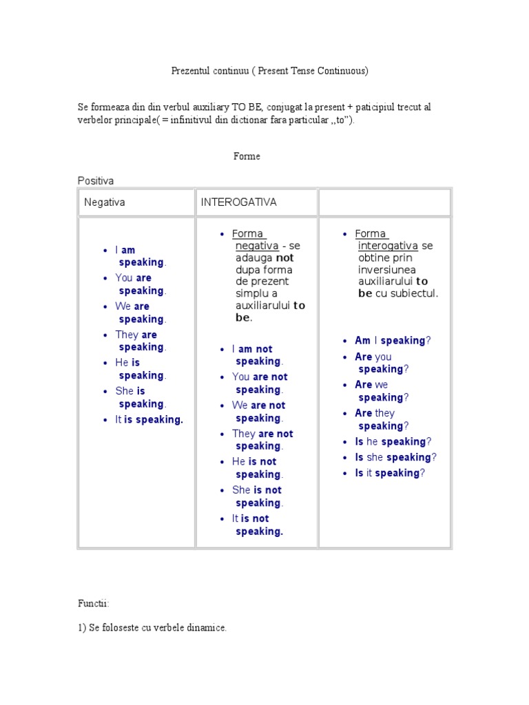 Prezentul Continuu in Limba Engleza | PDF