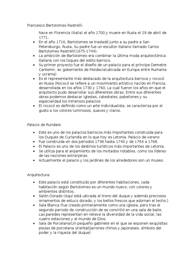 Francesco Bartolomeo Rastrelli | PDF