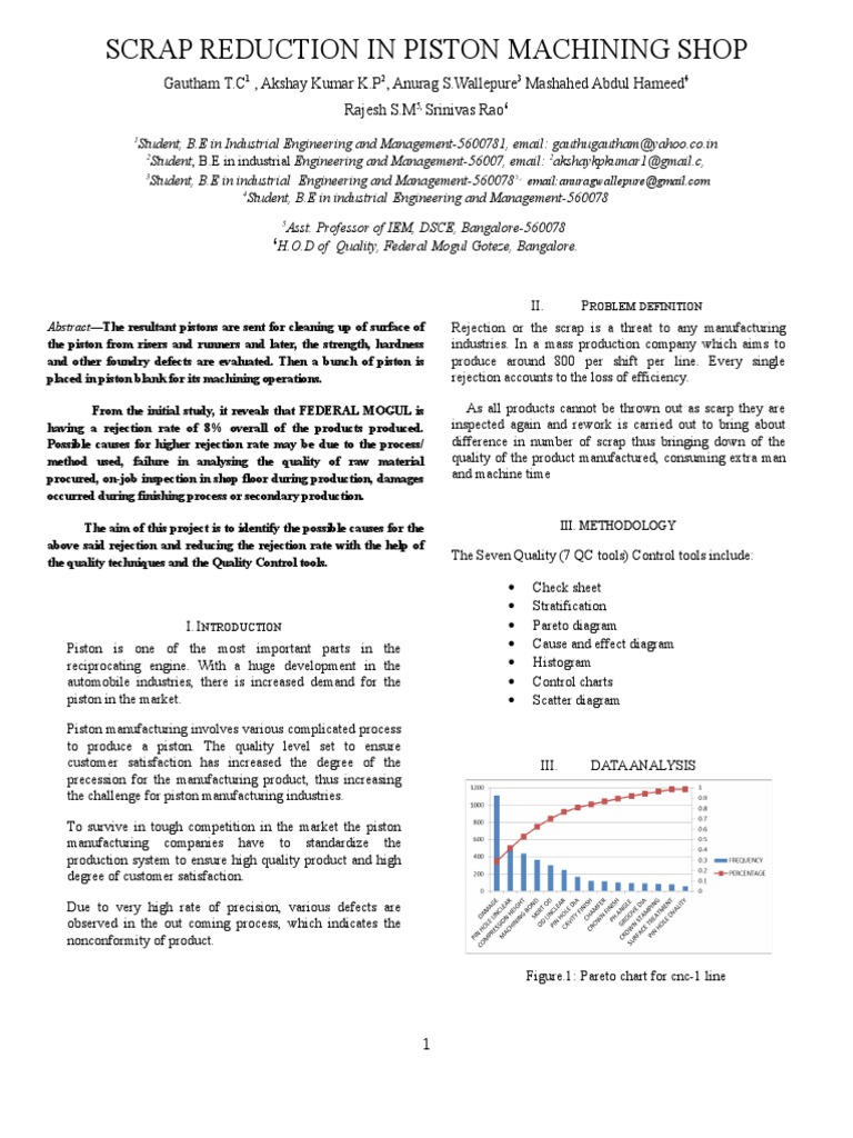 Scrap Reduction in Piston Machining Shop | PDF | Industries ...