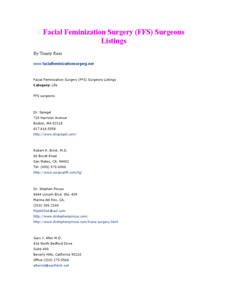 FFS Surgeons Directory and Contacts | PDF | Oral And Maxillofacial ...