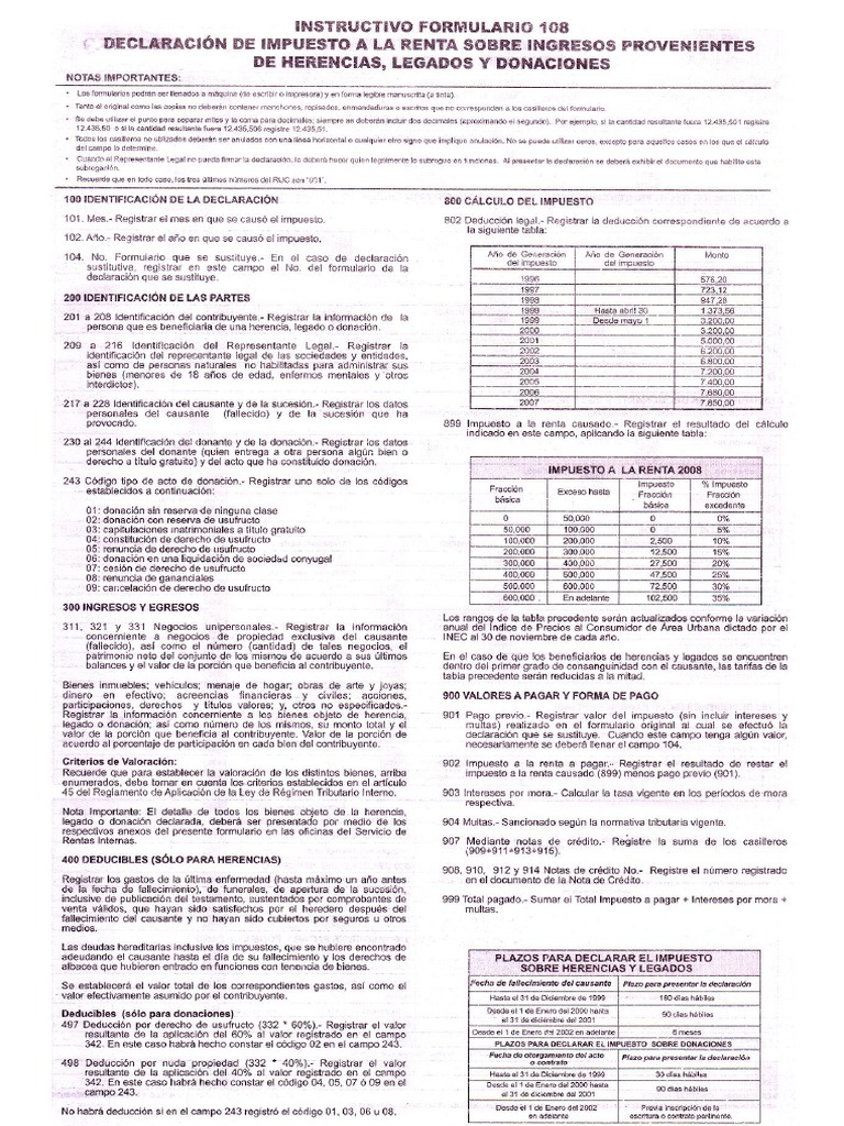Instructivo Formulario 108 | PDF
