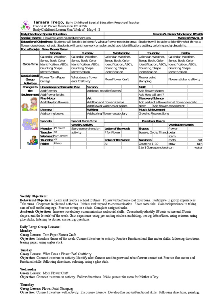Lesson Plan Grow Flower Grow | PDF | Shape | Early Childhood Education