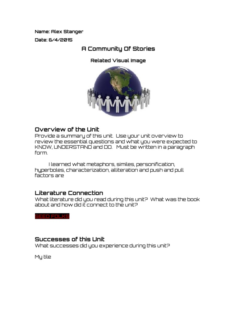 Community Stories Unit Overview | PDF | Cognition