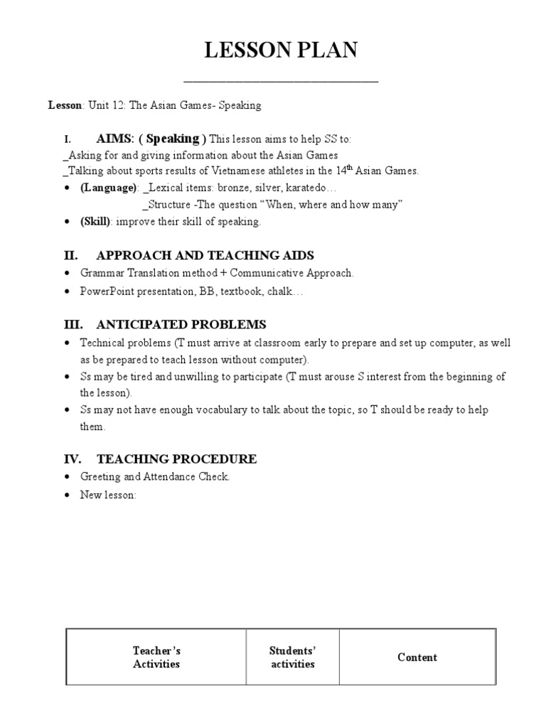 Speaking - Lesson Plan !!!!!!!!!!! | Download Free PDF | Lesson Plan ...