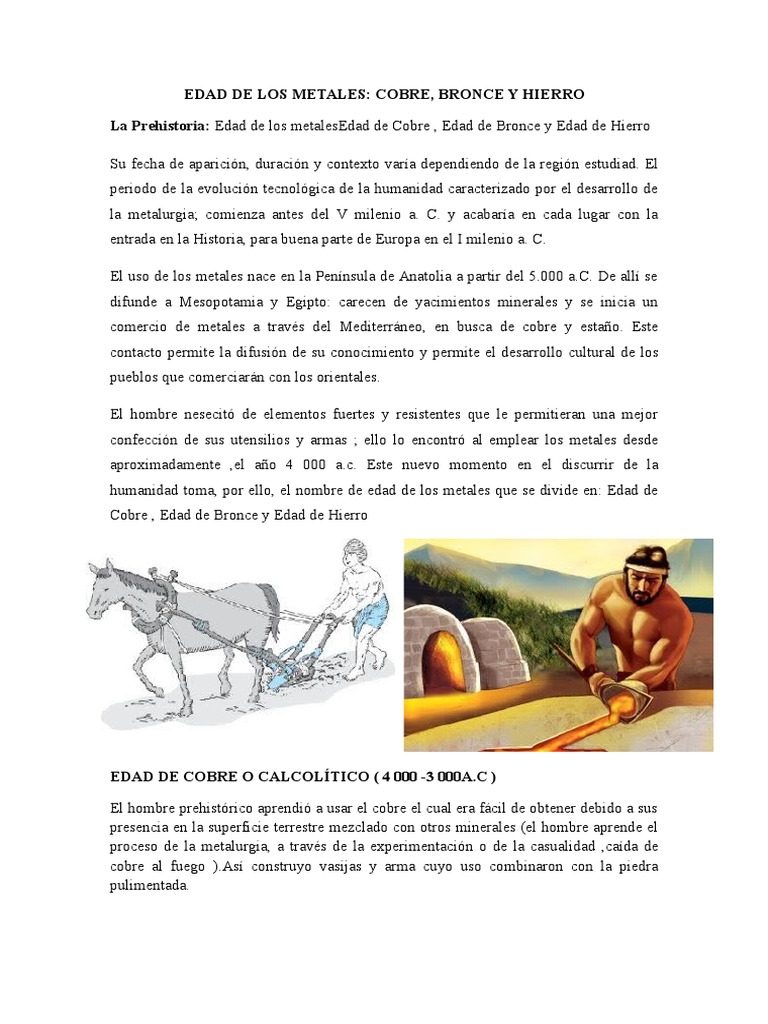 Edad De Los Metales Pdf Edad De Bronce Edad De Hierro