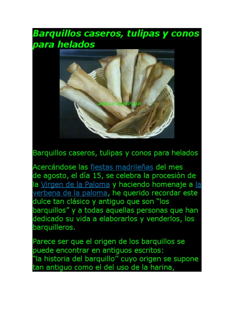 Receta de Barquillos Caseros | PDF | Panes | Alimentos