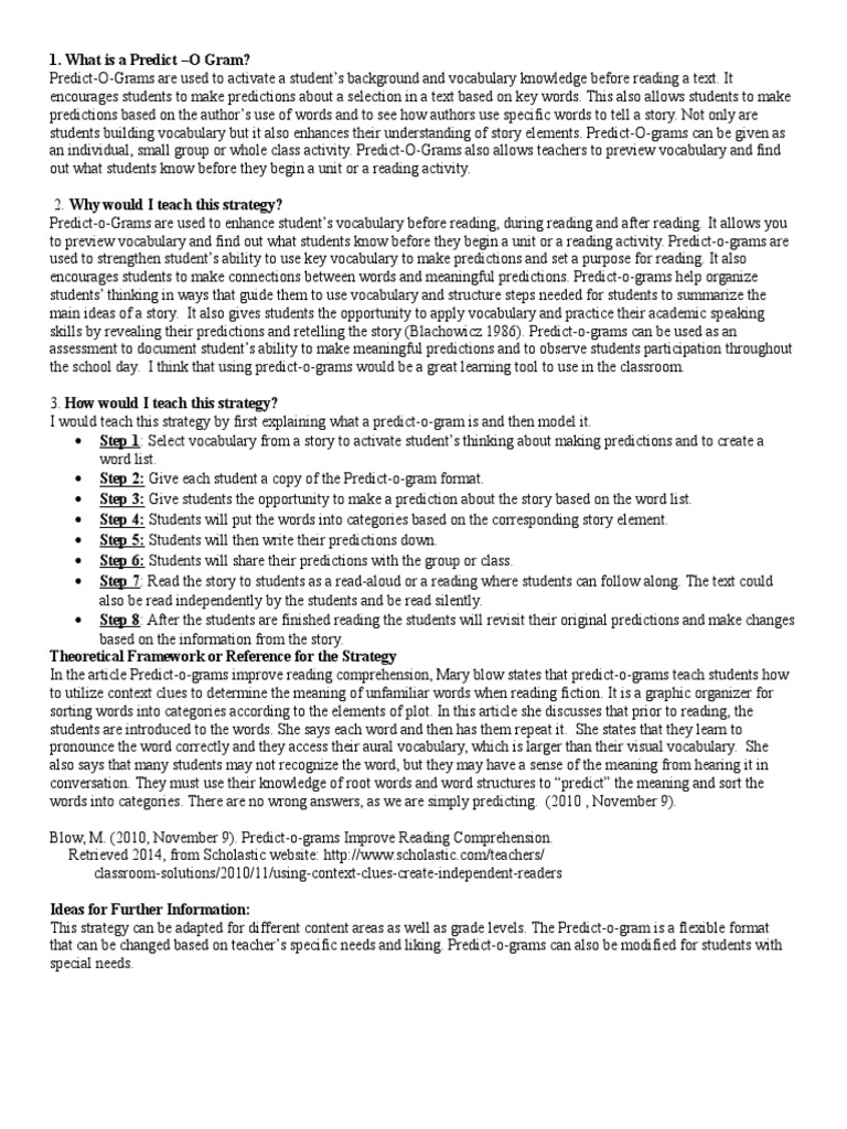 Predict o Gram | PDF | Vocabulary | Reading Comprehension