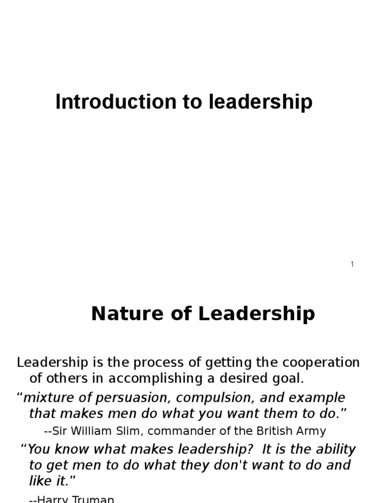 Introduction To Leadership | PDF | Leadership | Applied Psychology