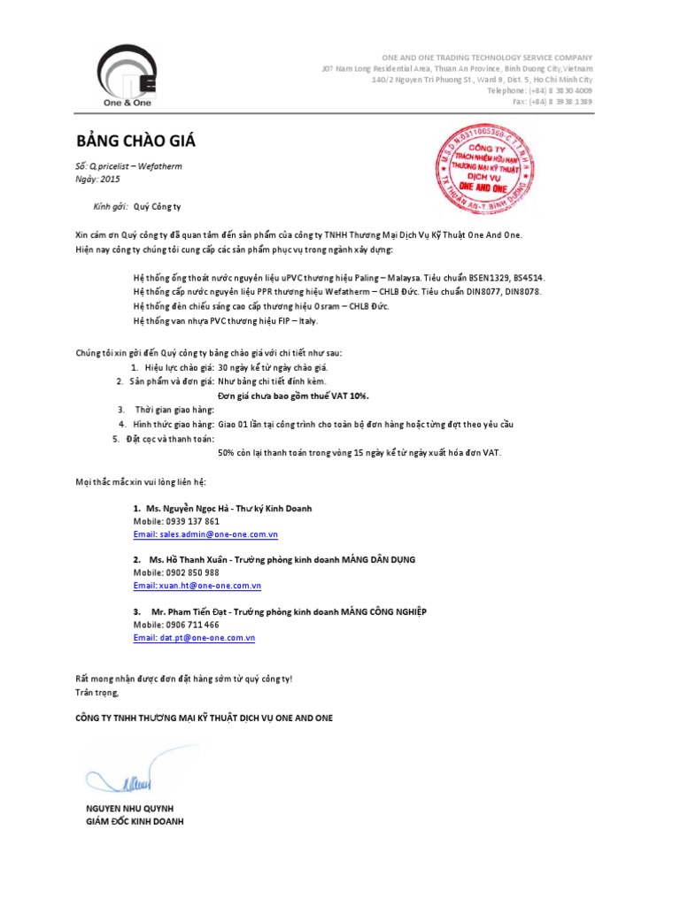 Bao Gia Price List Wefatherm (NEW) | PDF