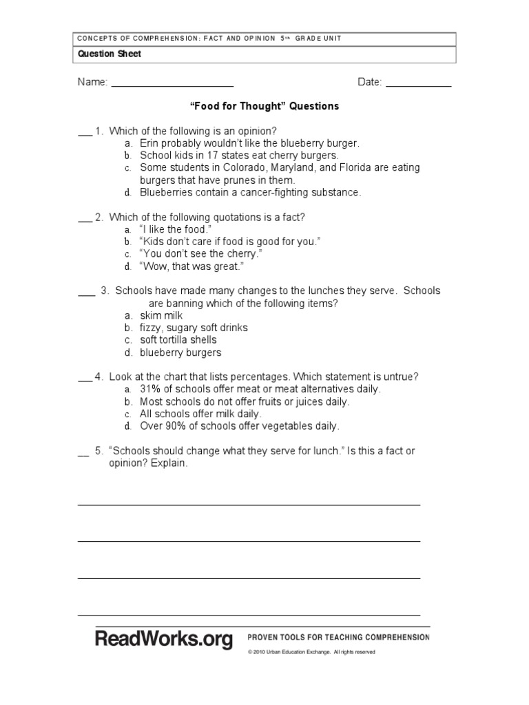 Food For Thought Questions | PDF