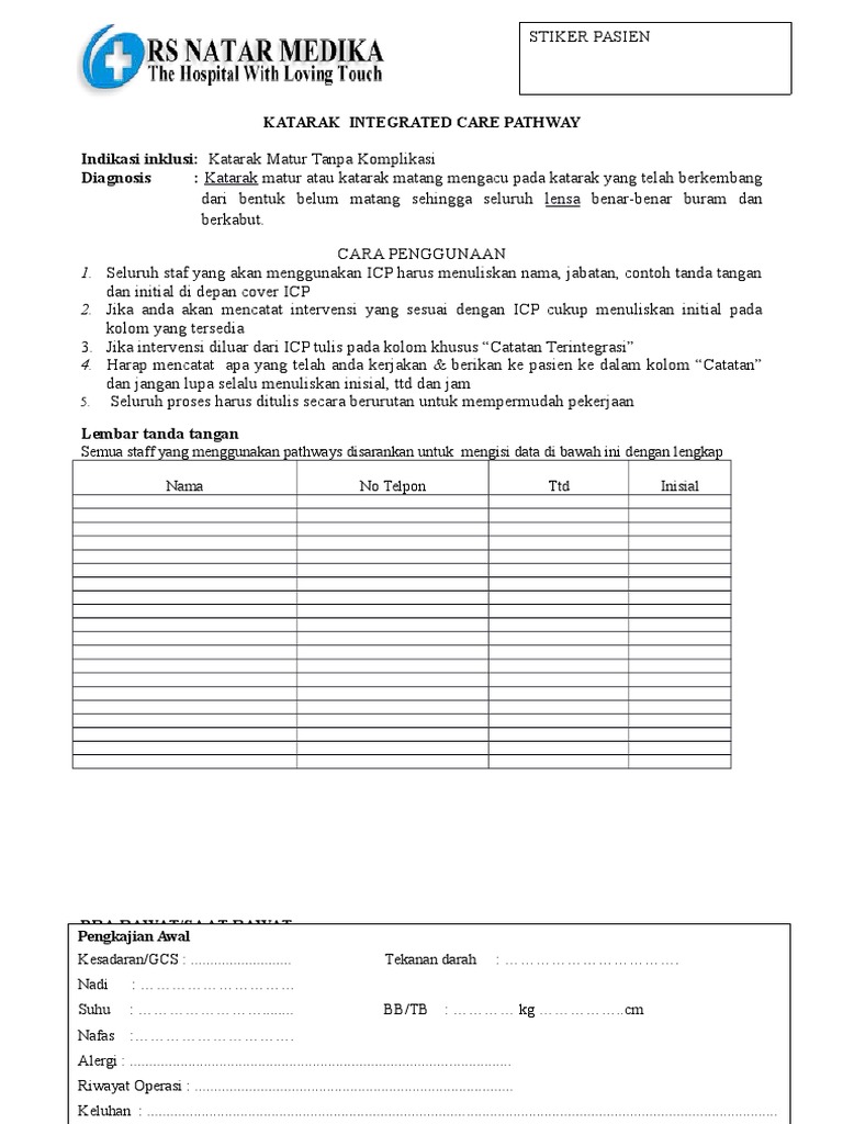 Katarak Integrated Care Pathway | PDF | Teknologi & Rekayasa