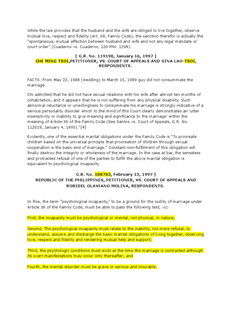 Psychological Incapacity | PDF | Annulment | Marriage