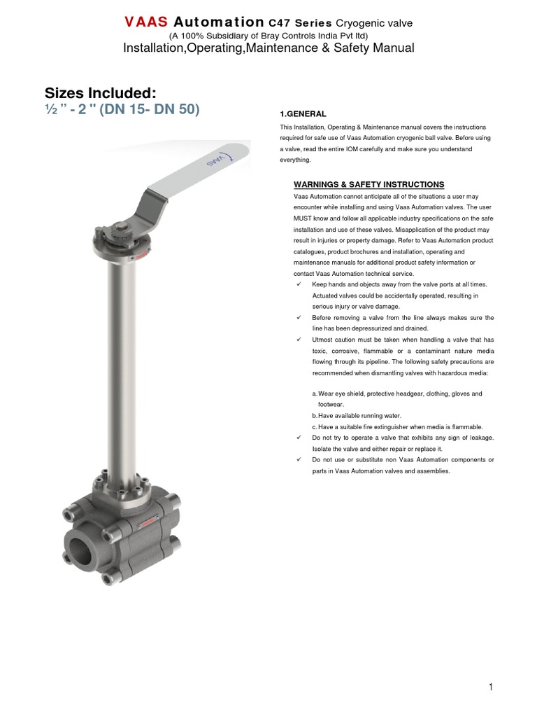 Vaas Automation C47 cryogenic valve manual | PDF | Valve | Reliability ...