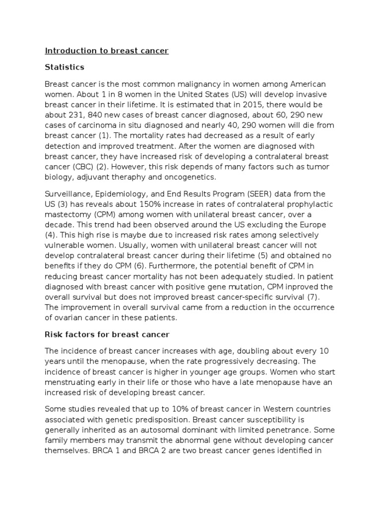 Introduction To Breast Cancer | PDF | Breast Cancer | Cancer