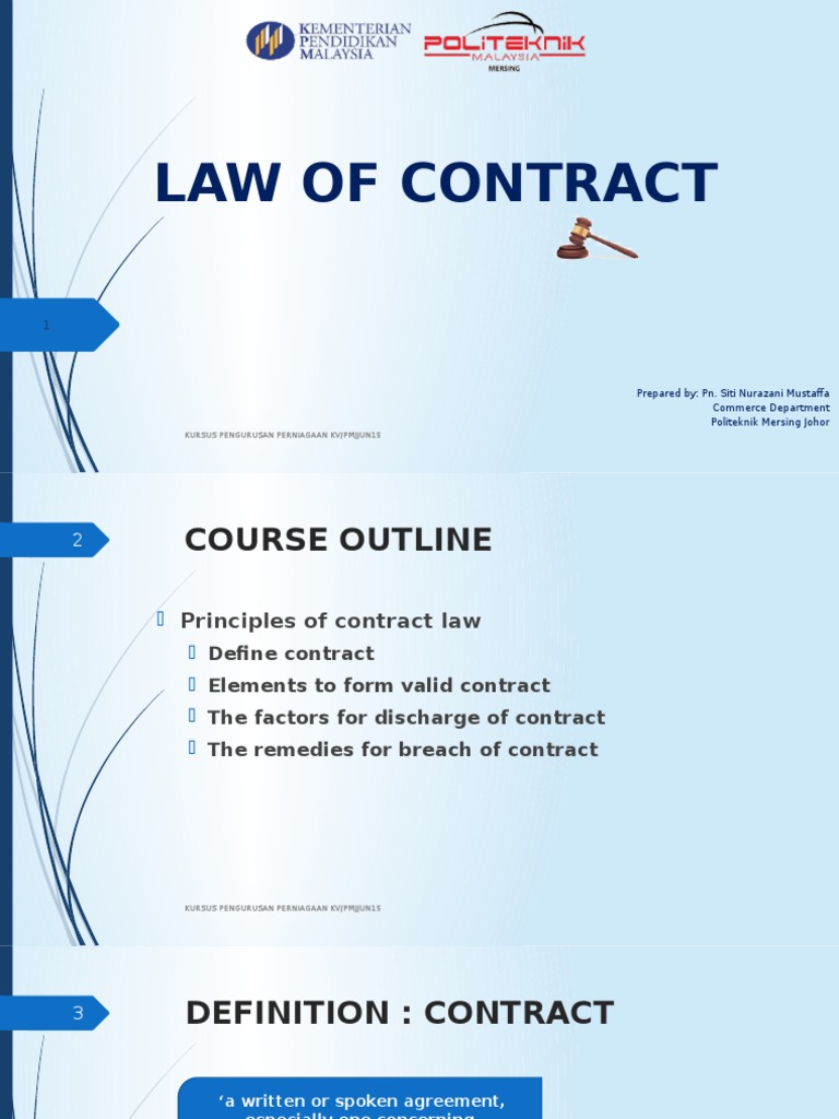 Law of Contract | PDF | Misrepresentation | Consideration