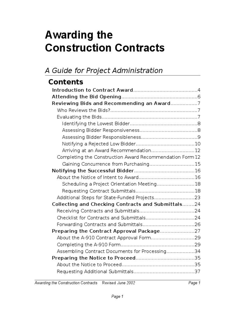 Construction Contract Award Process Guide | PDF | General Contractor ...