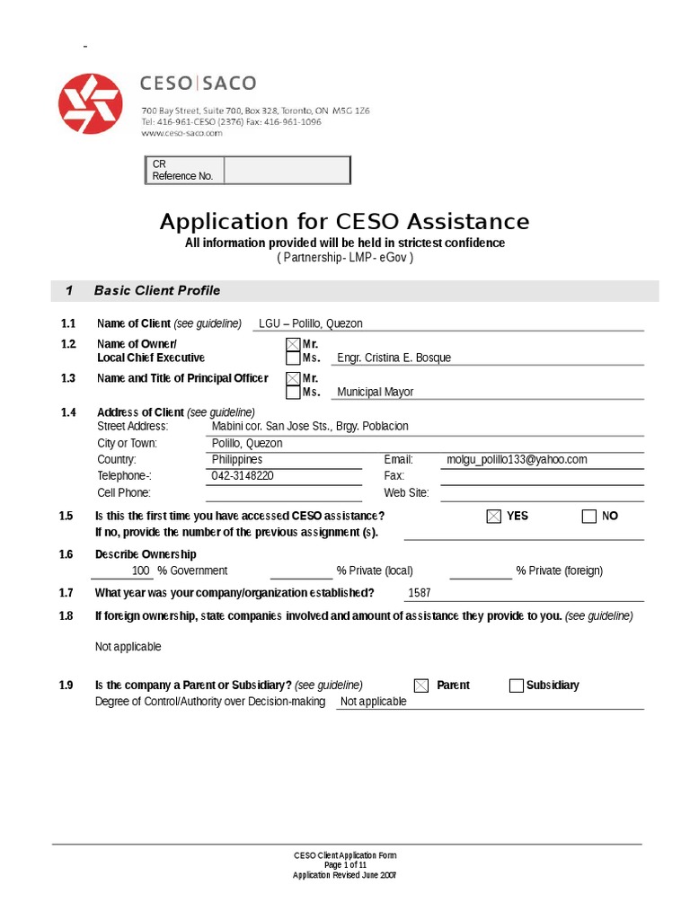 CESO Assistance Application for LGU Polillo | PDF | Project Management ...