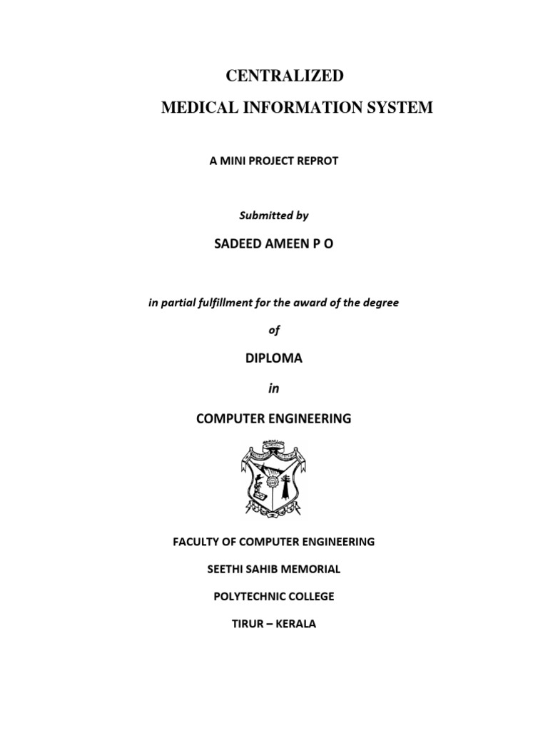 Centralized Medical Information System Project Report | PDF ...