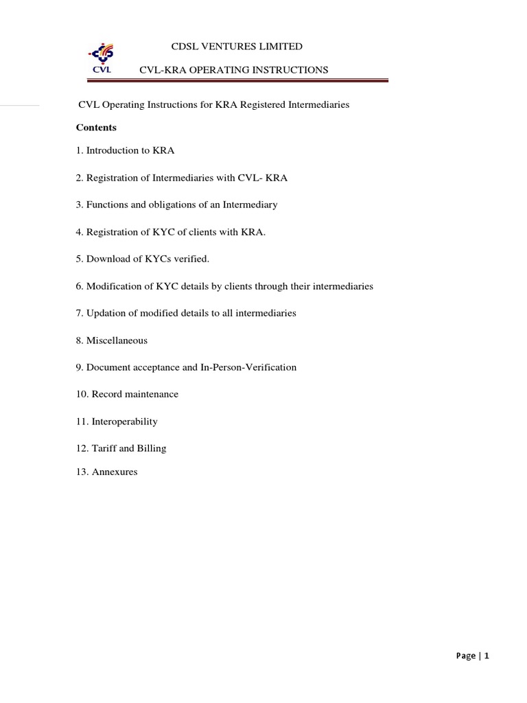 CVL-KRA Operating Instructions Guide | PDF | Identity Document | Business