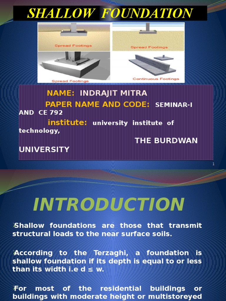 Shallow Foundation: Name: Paper Name and Code: Institute | PDF ...