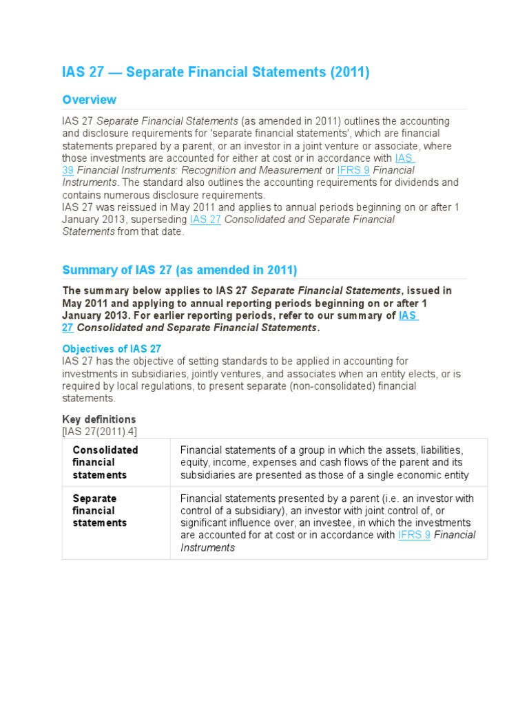 Separate Fs | International Financial Reporting Standards | Financial ...